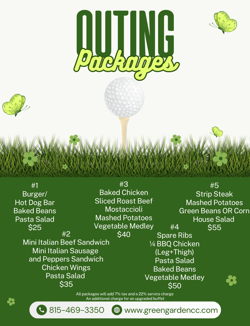 Outings Menu Packages - Green Garden Country Club
